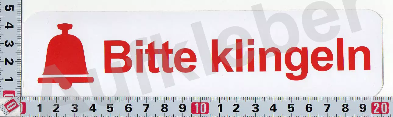 Bitte klingeln" Aufkleber - 20x5 cm, RAL 3020 Rot | siebdruck-schilder24.de