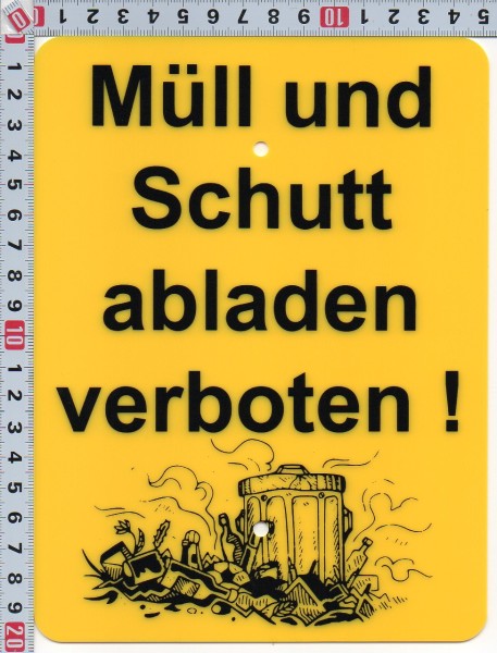 Müll und Schutt abladen verboten Hinweisschild verbot 15x20cm Gebot ...
